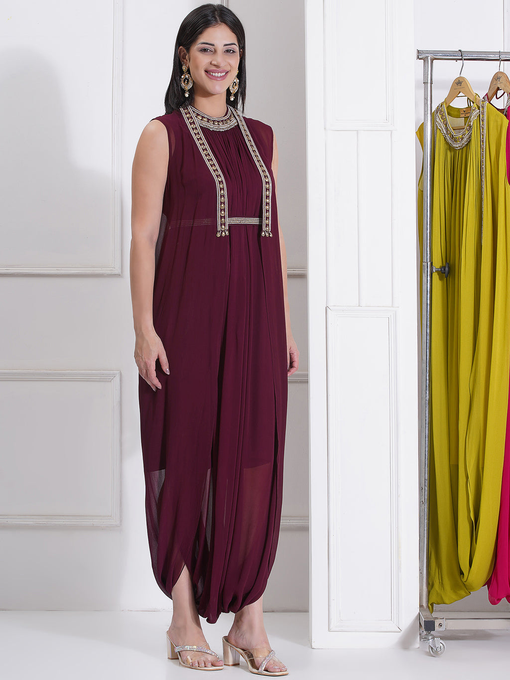 DEEP WINE PEARL DROP MORROCAN WRAP – Rahulandanushka